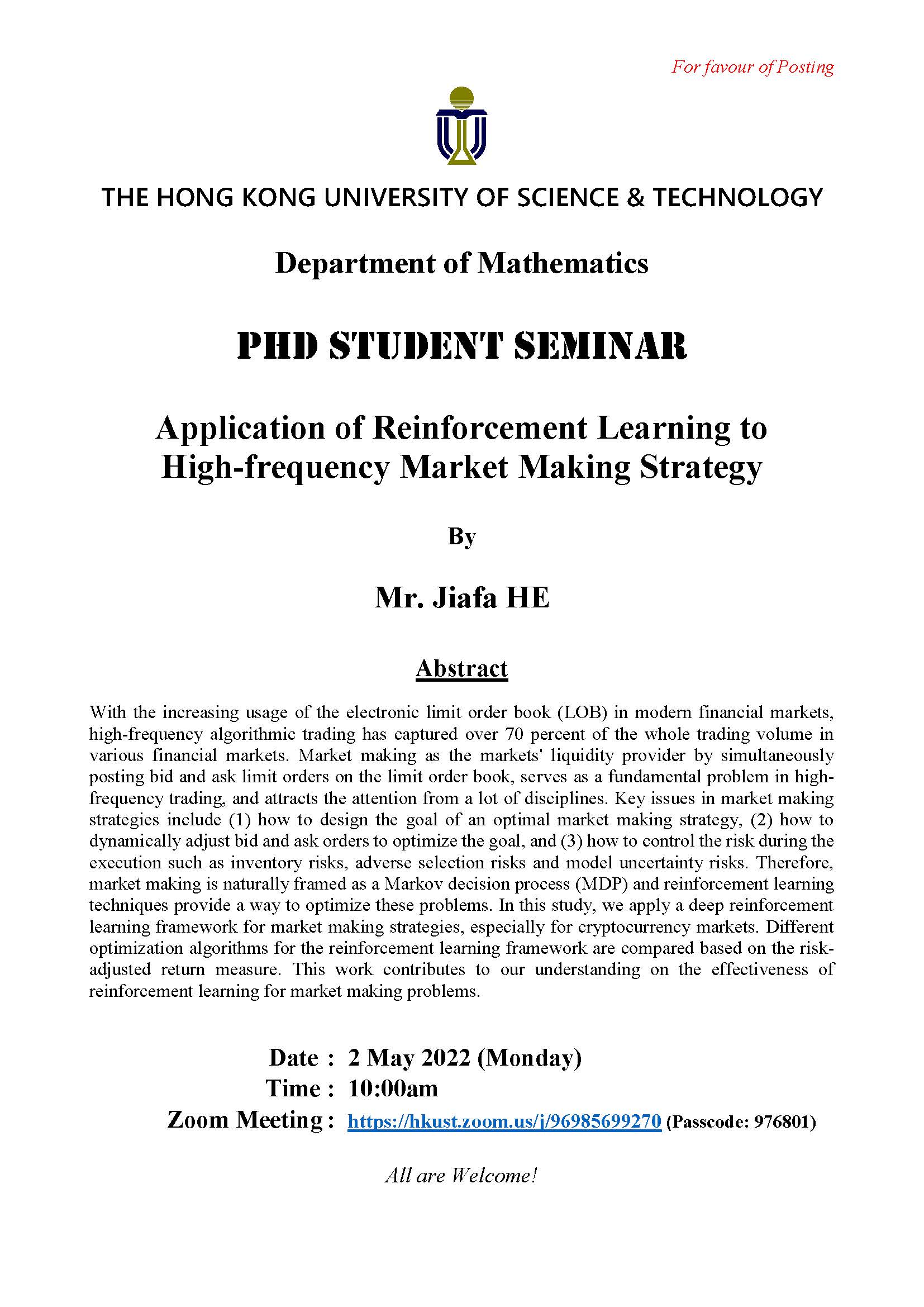 Department of Mathematics - PhD Student Seminar - Application of ...